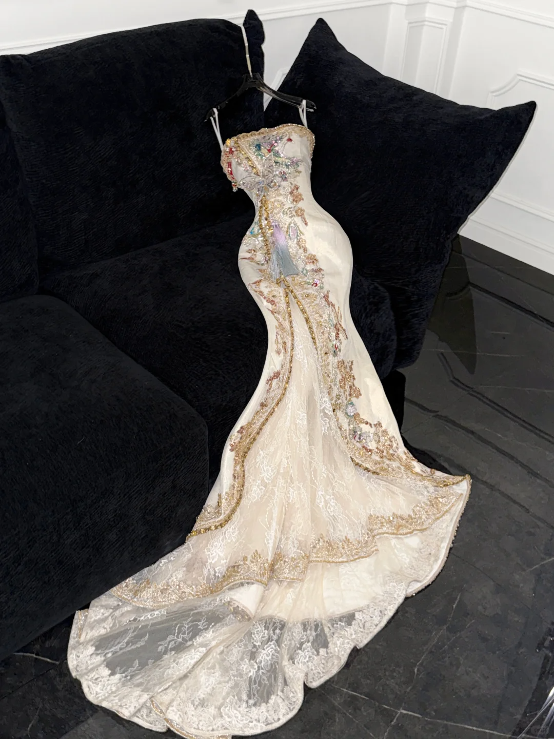 Sparkling Beige Beaded Sequined Design Elegant Mermaid Prom Dress Even ...